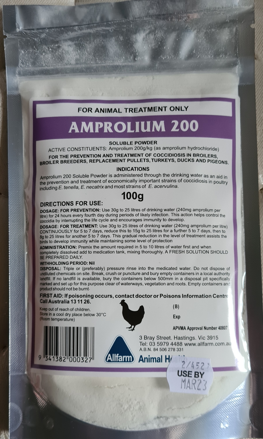 Amprolium 100gm - Quality Poultry Breeds New South Wales